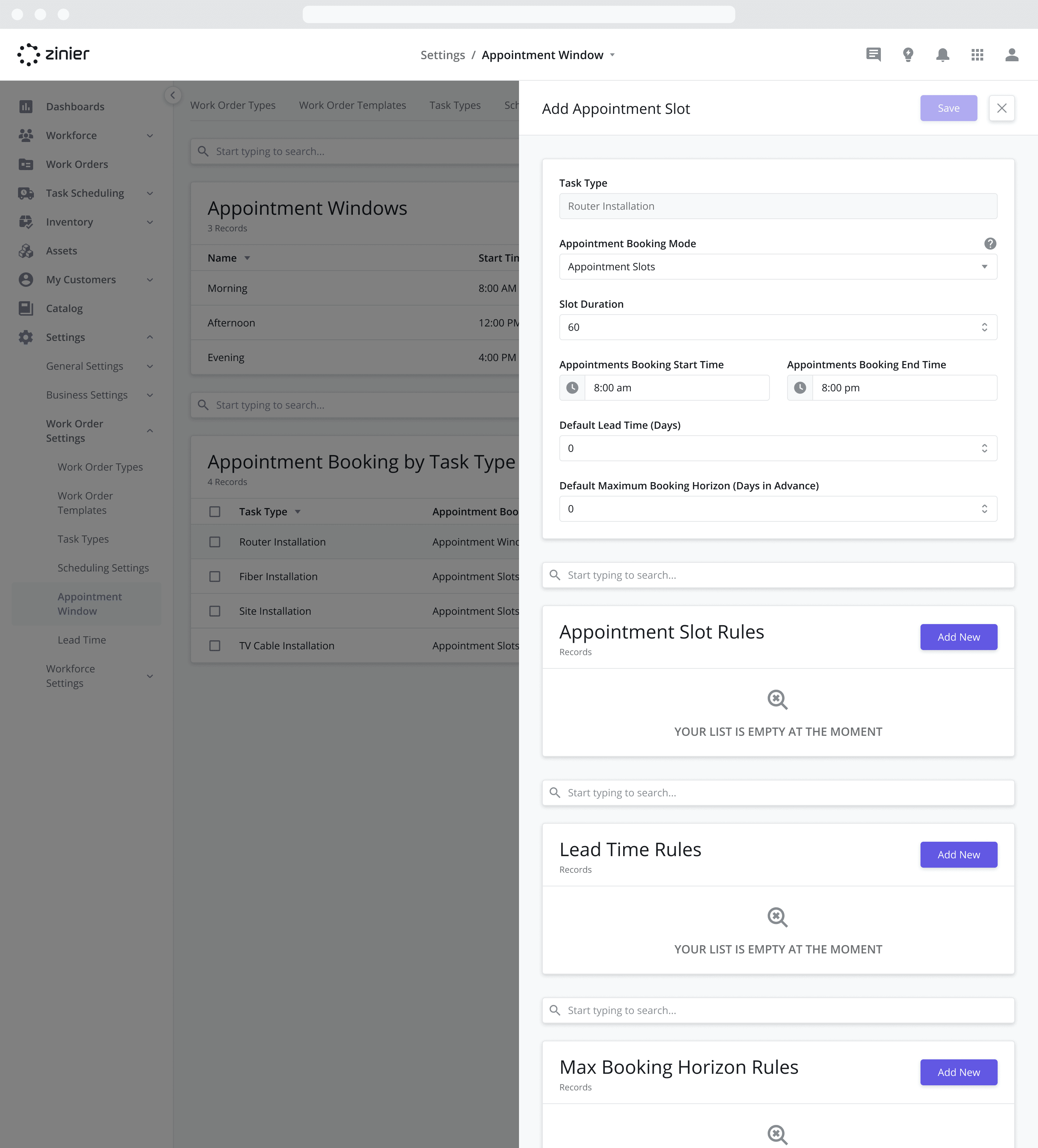Work Order & Task Settings